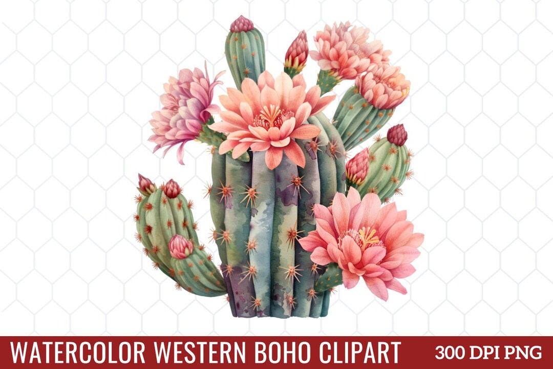 Watercolor Western Boho Clipart Bundle PNG, Retro Wild West Sublimation ...