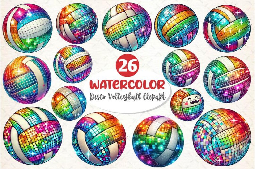 Retro Disco Volleyball Clipart Bundle: Groovy Sports PNG Graphics - Etsy UK