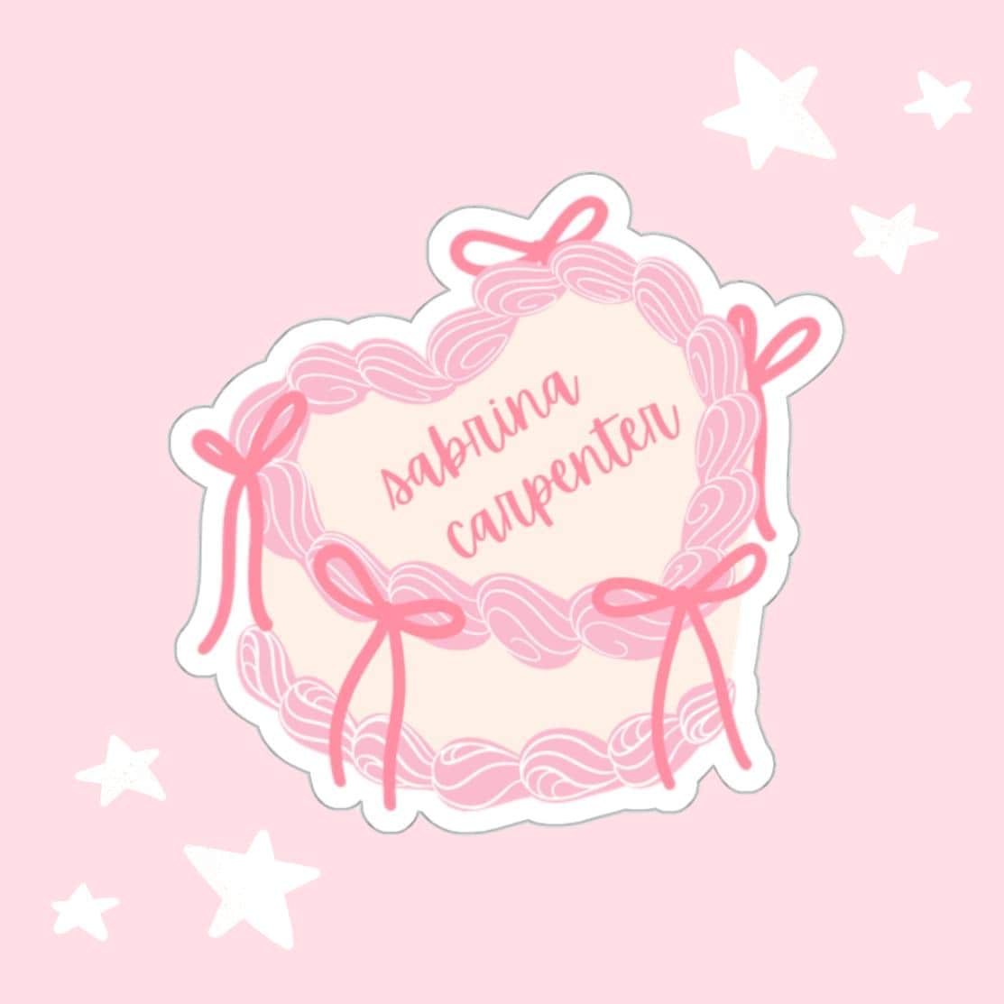 Cute Pink Sabrina Carpenter Sticker, Aesthetic Coquette Cake Decal ...