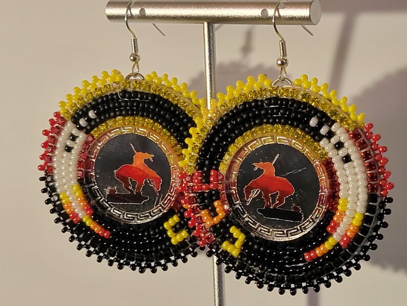 Beaded Native American Made End of the Trail Earrings - Etsy