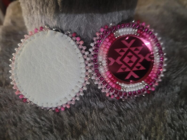 Pink Native American Beaded Round Earrings Handmade - Etsy