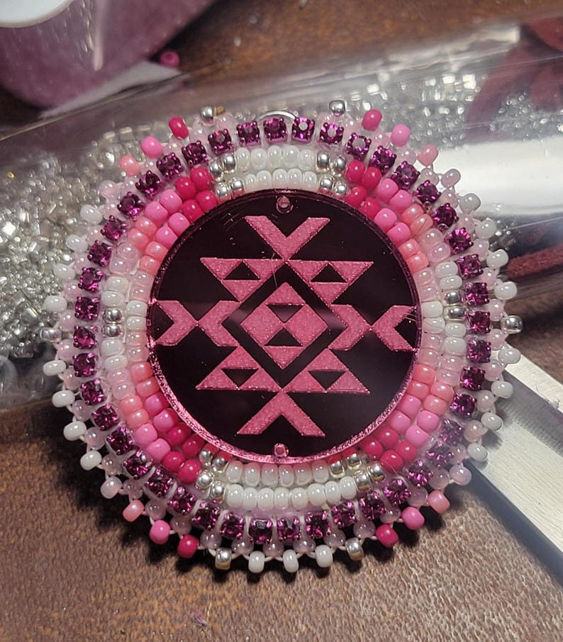 Pink Native American Beaded Round Earrings Handmade - Etsy
