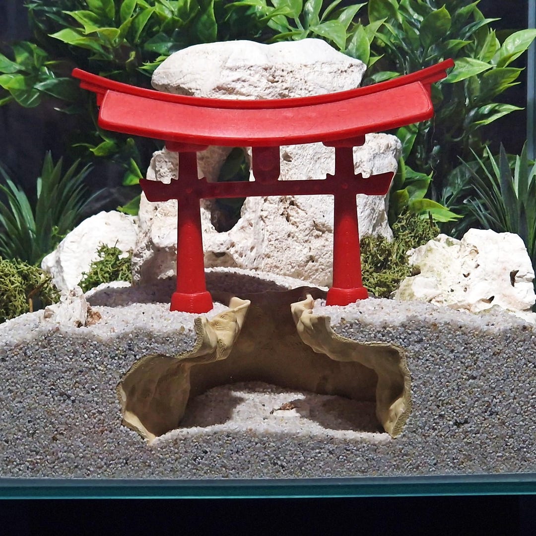 Aquarium Cave Hideout Torii Gate | Zen Fish Tank Cave | Aquascape Decor ...