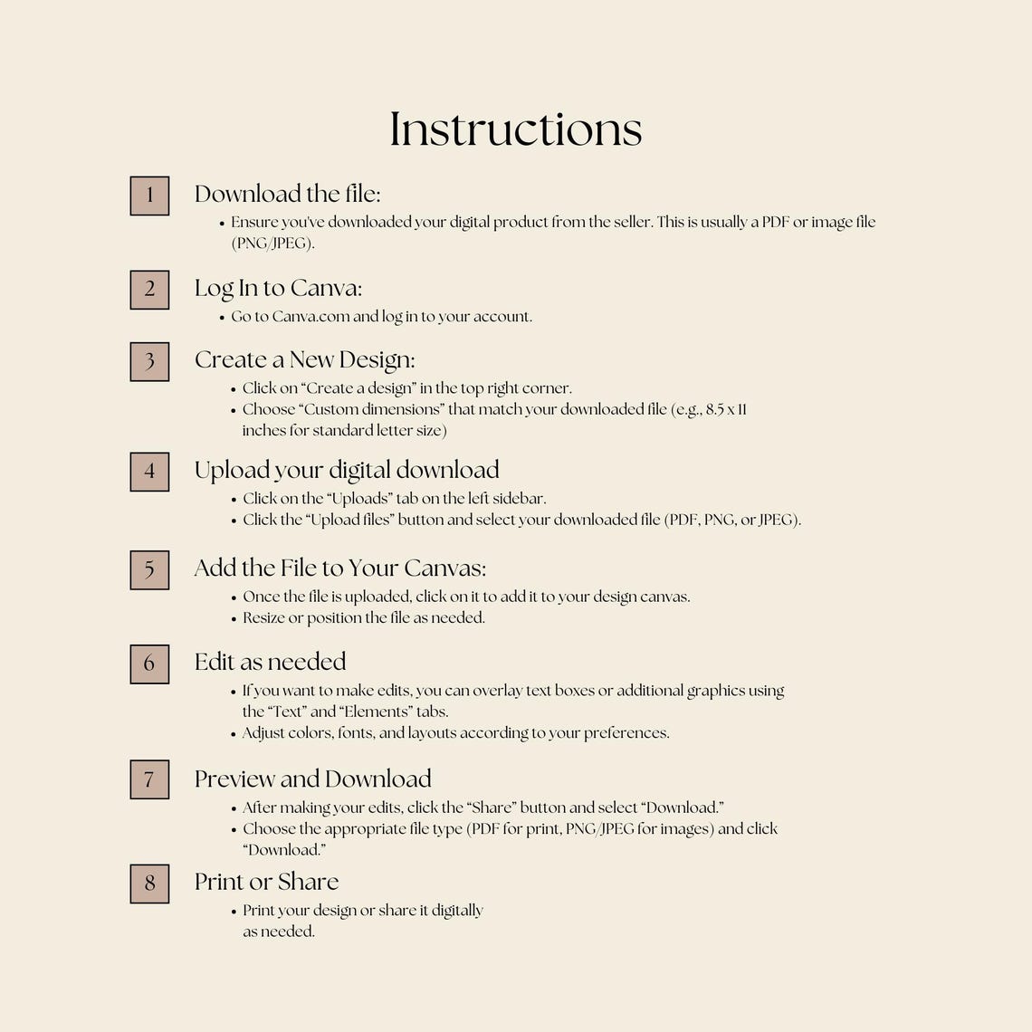 Digital Ring Size Guide Template (standard) Instant Download, Editable ...
