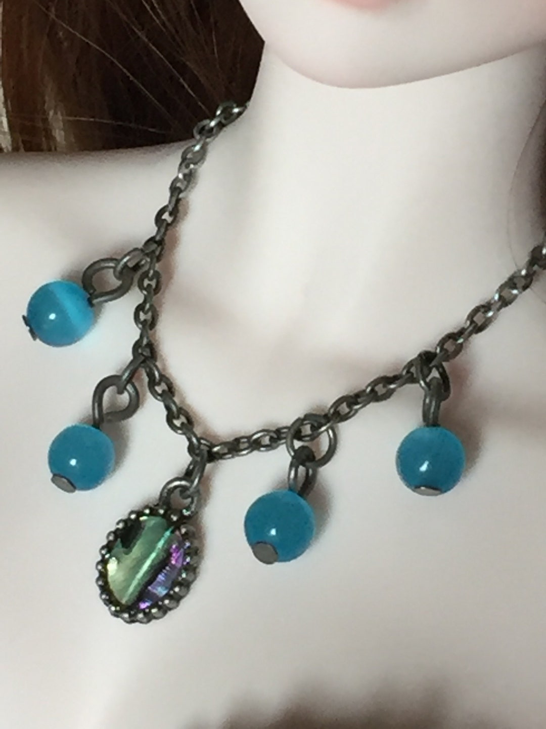 BJD Necklace Charming Paua Shell Abalone Cats Eyes Drop Necklace SD 1/3 ...