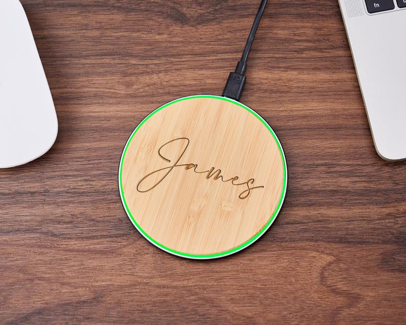 Personalized Name & Logo Wooden Wireless Charger Station, Custom Phone ...