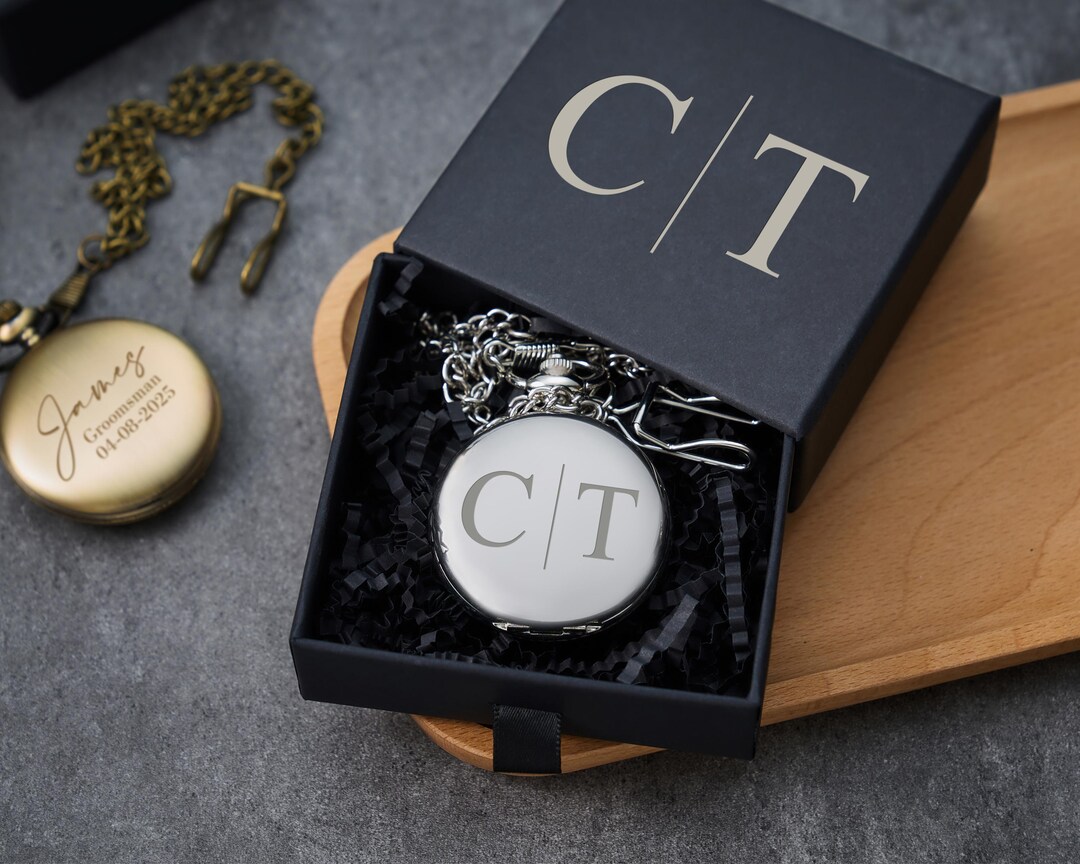 Vintage Pocket Watch With Gift Box, Personalized Groomsman Gift ...