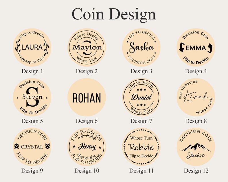 Decision Coin, Custom Engraved Flip Coin for Couples & Families ...