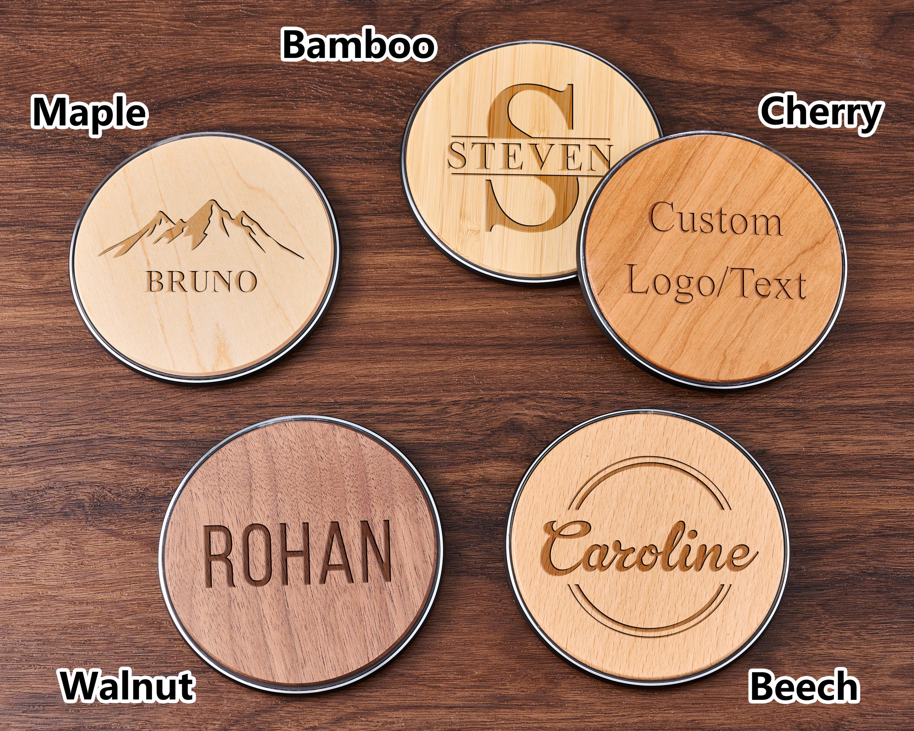 Personalized Name & Logo Wooden Wireless Charger Station, Custom Phone ...