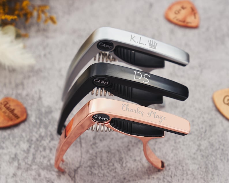Custom Engraved Metal Guitar Capo & Wooden Pick, Perfect Personalized ...