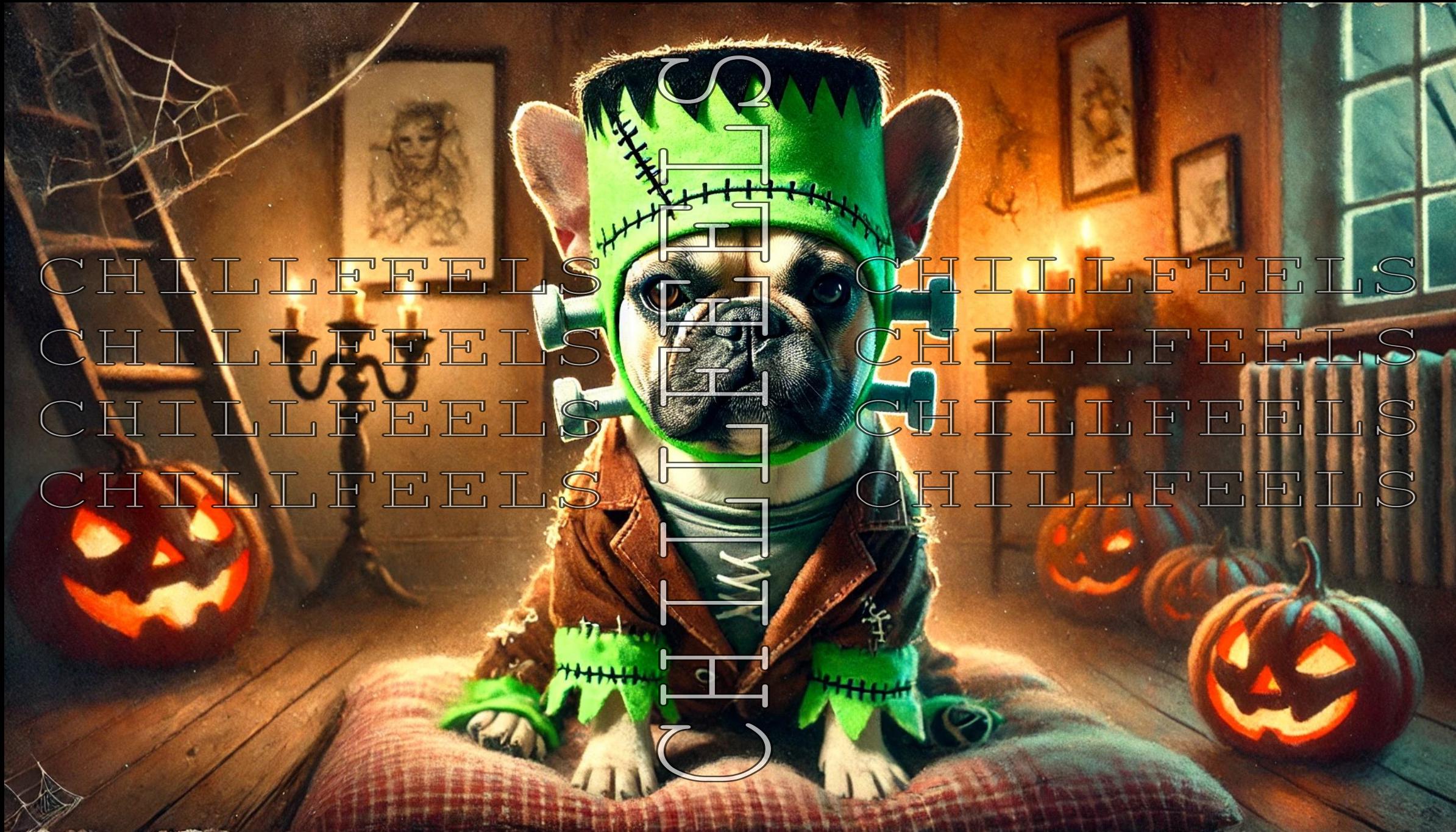Halloween-tine Printable Cute French Bulldogs in Costume 3 1/2 by 2 ...