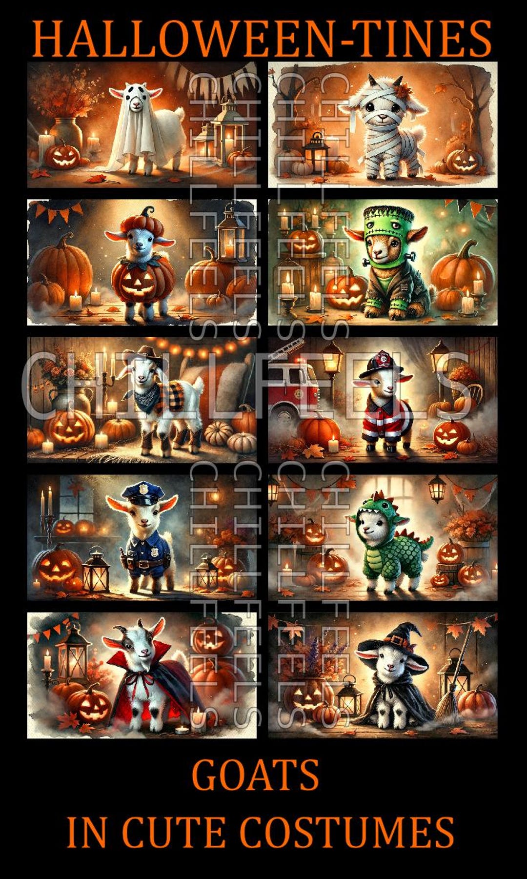 Halloween-tine Printable Goats in Costume 3 1/2 by 2 Inch - Etsy