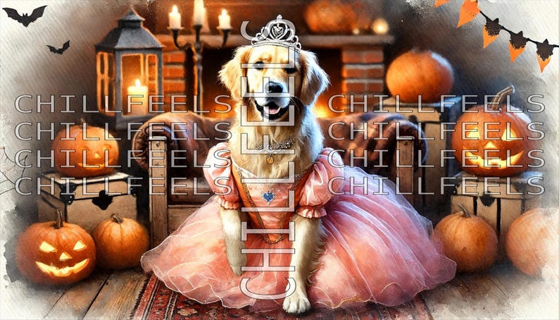 Halloween Golden Retriever Costume Cards: Printable Dog Halloween-tines ...