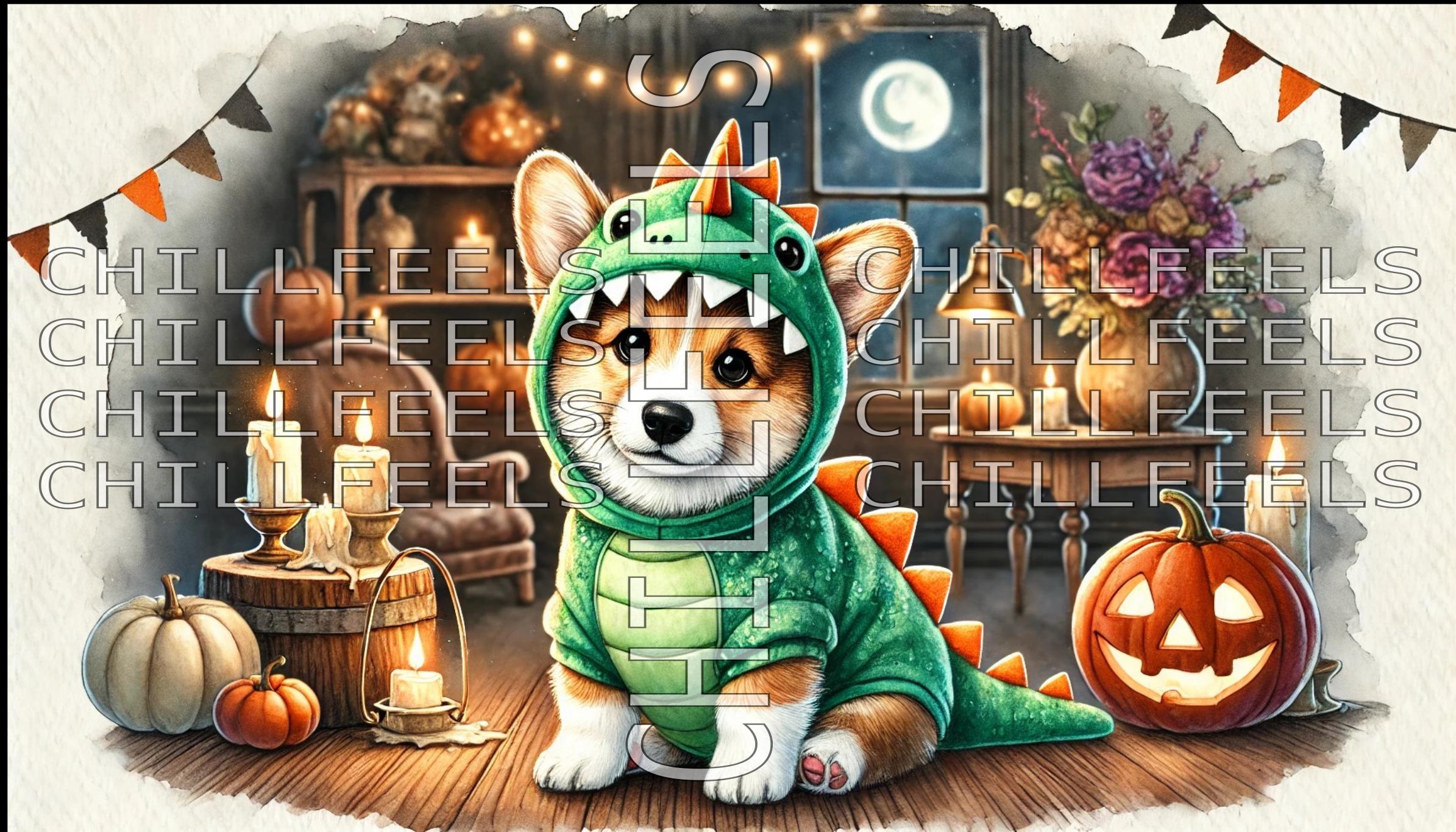 Halloween-tine Printable Corgi in Cute Costume 3 1/2 by 2 Inch - Etsy