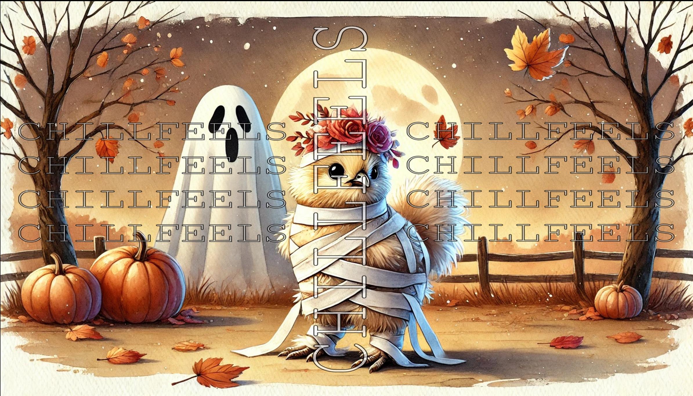 Halloween-tine Printable Cute Silkie Chicken in Costume 3 1/2 by 2 Inch ...