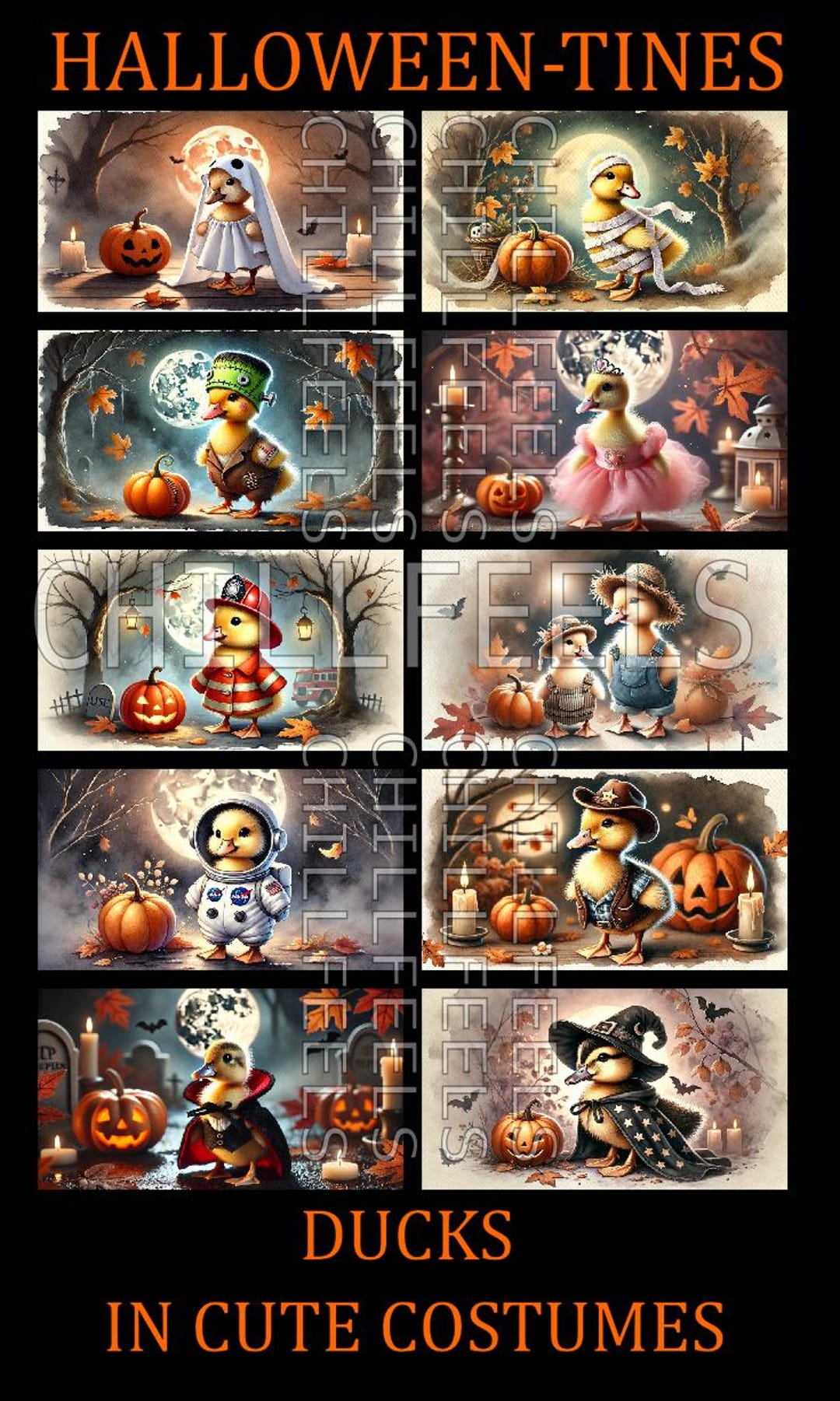 Halloween-tine Printable Cute Ducks in Costume 3 1/2 by 2 Inch - Etsy