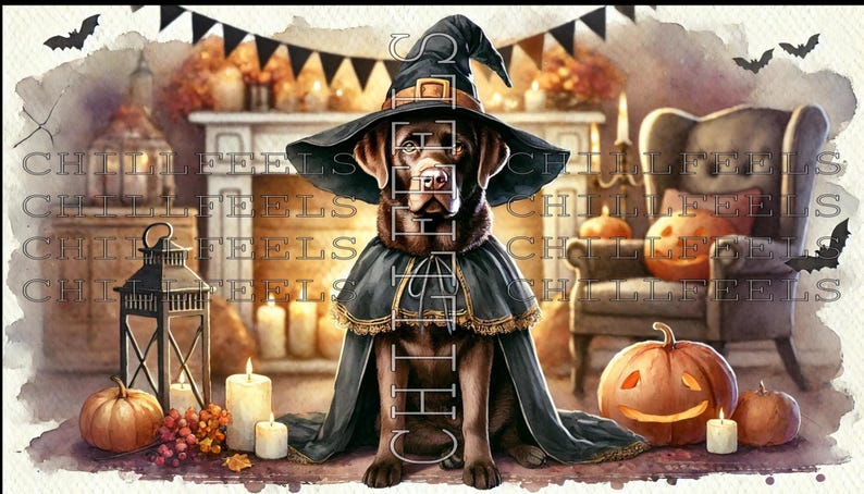 Halloween-tine Printable Cute Chocolate Lab in Costume 3 1/2 by 2 Inch ...