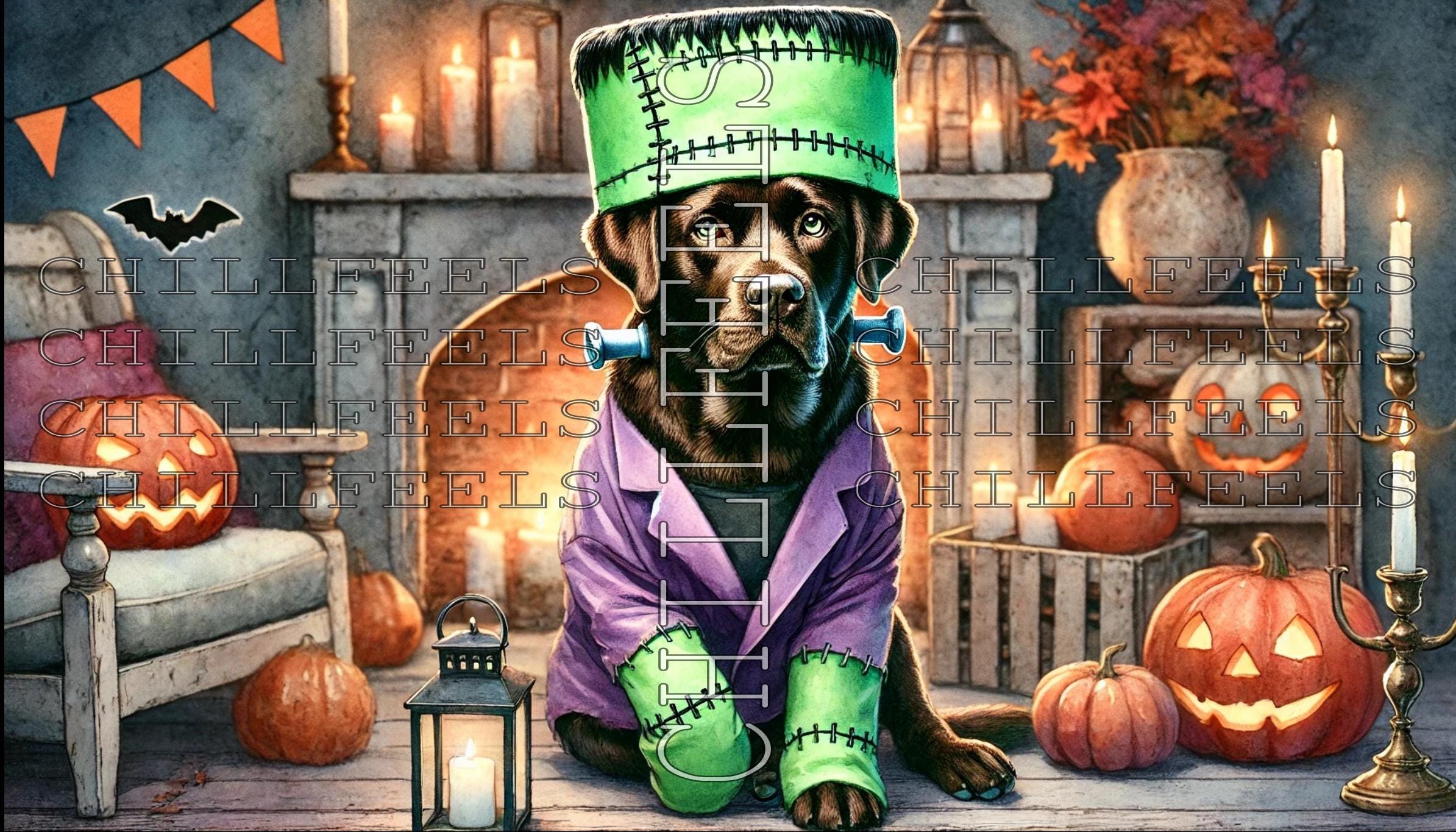 Halloween-tine Printable Cute Chocolate Lab in Costume 3 1/2 by 2 Inch ...
