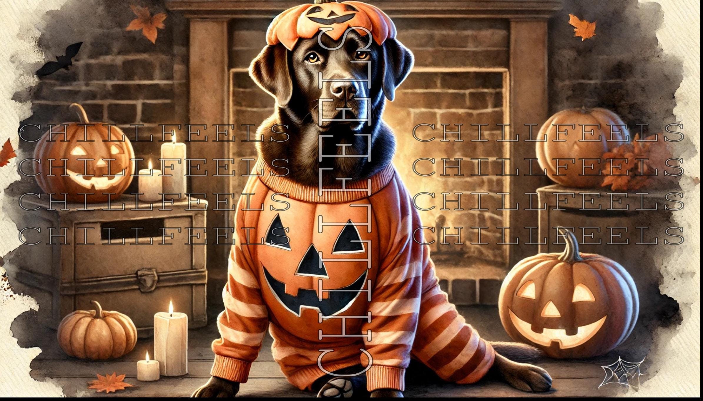 Halloween-tine Printable Cute Chocolate Lab in Costume 3 1/2 by 2 Inch ...