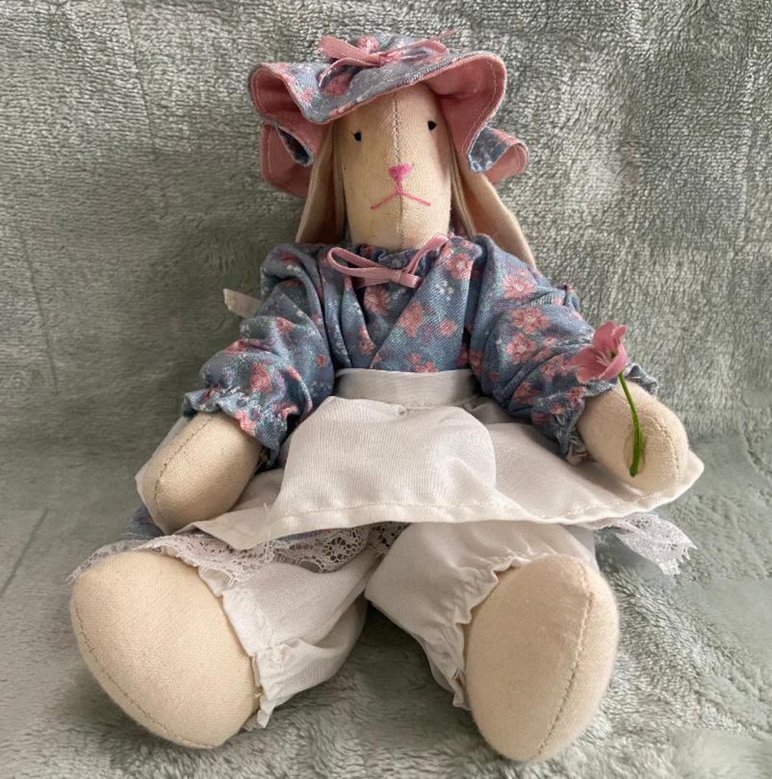 Small Vintage Bunny Rag Doll - Etsy