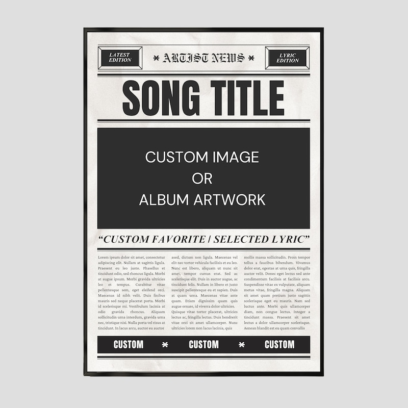 Newspaper Song Posters - Etsy