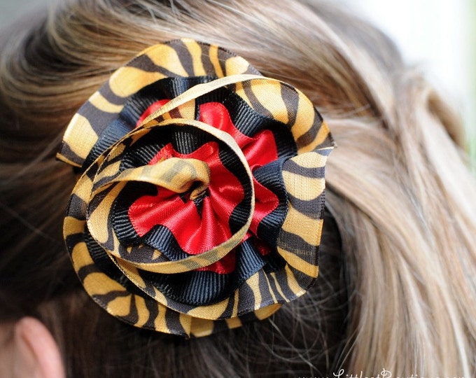 Roar - Handmade Tiger Print Ribbon Hair Bow for Women and Children - Etsy