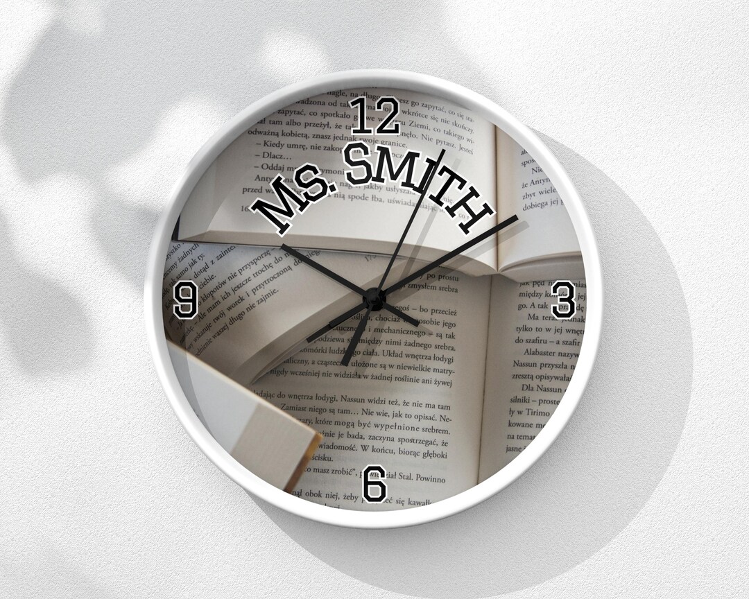 Personalized Library Wall Clock, Custom Book Clock, Personalized Book ...