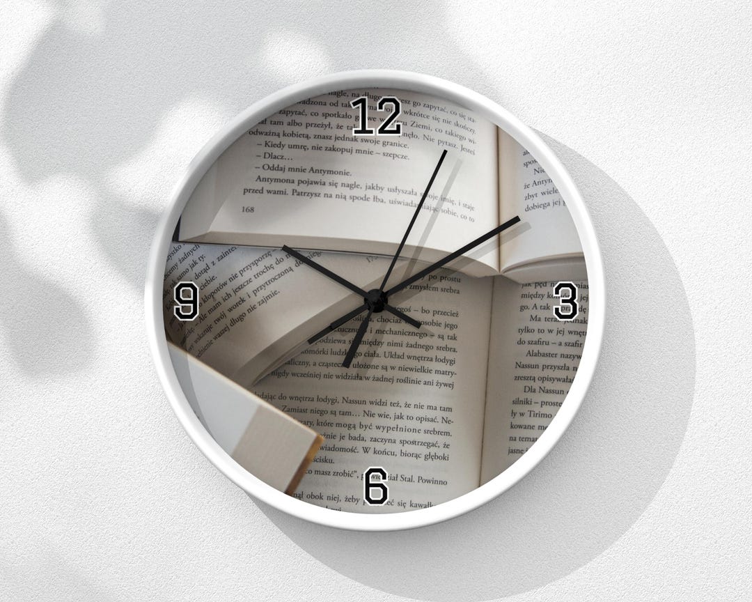 Library Wall Clock, Book Clock, Book Club Gift, Classroom Wall Clock ...