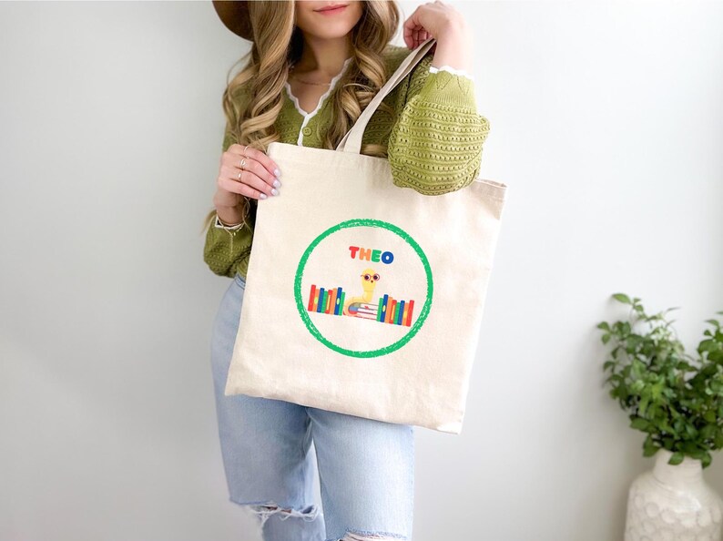 Personalized Kids Library Tote, Custom Canvas Library Bag, Personalized ...