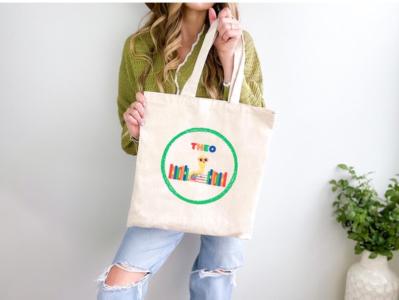 Personalized Kids Library Tote, Custom Canvas Library Bag, Personalized ...
