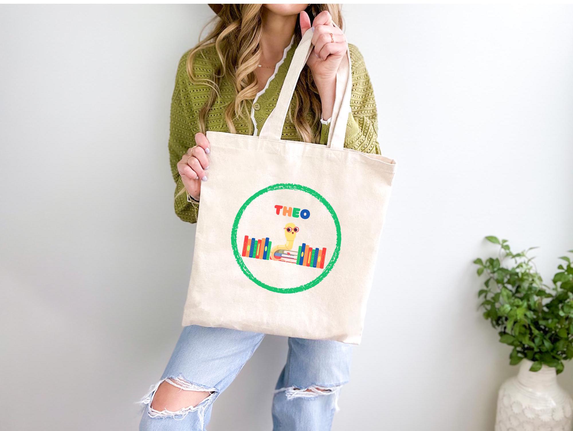 Personalized Kids Library Tote, Custom Canvas Library Bag, Personalized ...