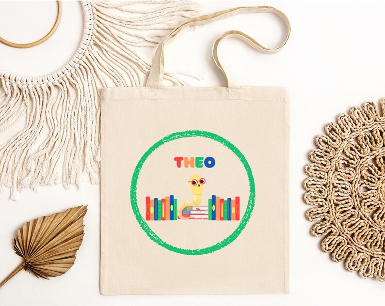 Personalized Kids Library Tote, Custom Canvas Library Bag, Personalized ...