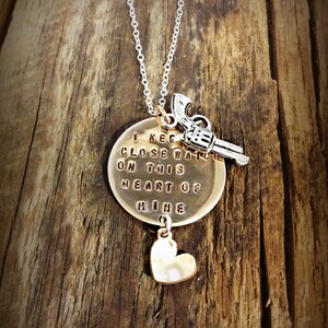 I Keep a Close Watch on This Heart of Mine Necklace With Gun and Heart ...