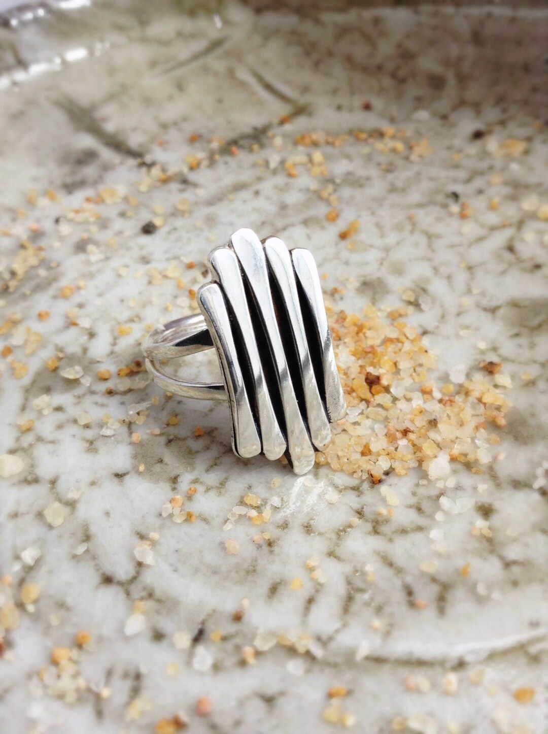 Minimalist Staggered Ring Sterling Silver Simple Ring Modern Ring - Etsy