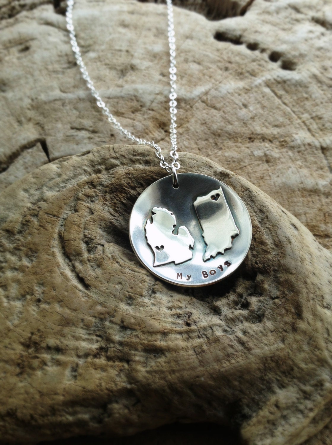 Two State or Countries on One Disc Pendant in Copper or - Etsy