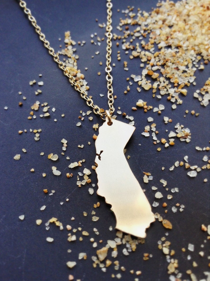 14K Gold Filled California Pendant Necklace Personalize the - Etsy