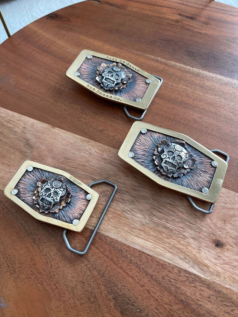 Sugar Skull Dia De Los Muertos Belt Buckle in Copper Bronze - Etsy