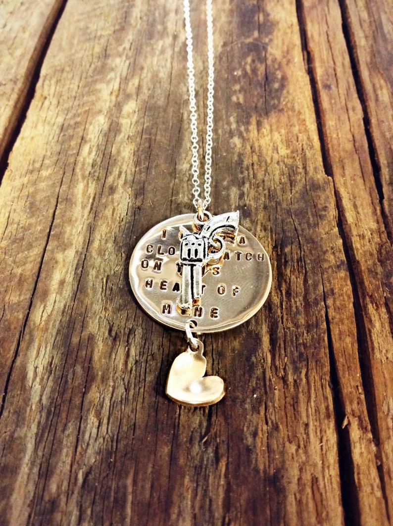 I Keep a Close Watch on This Heart of Mine Necklace With Gun and Heart ...
