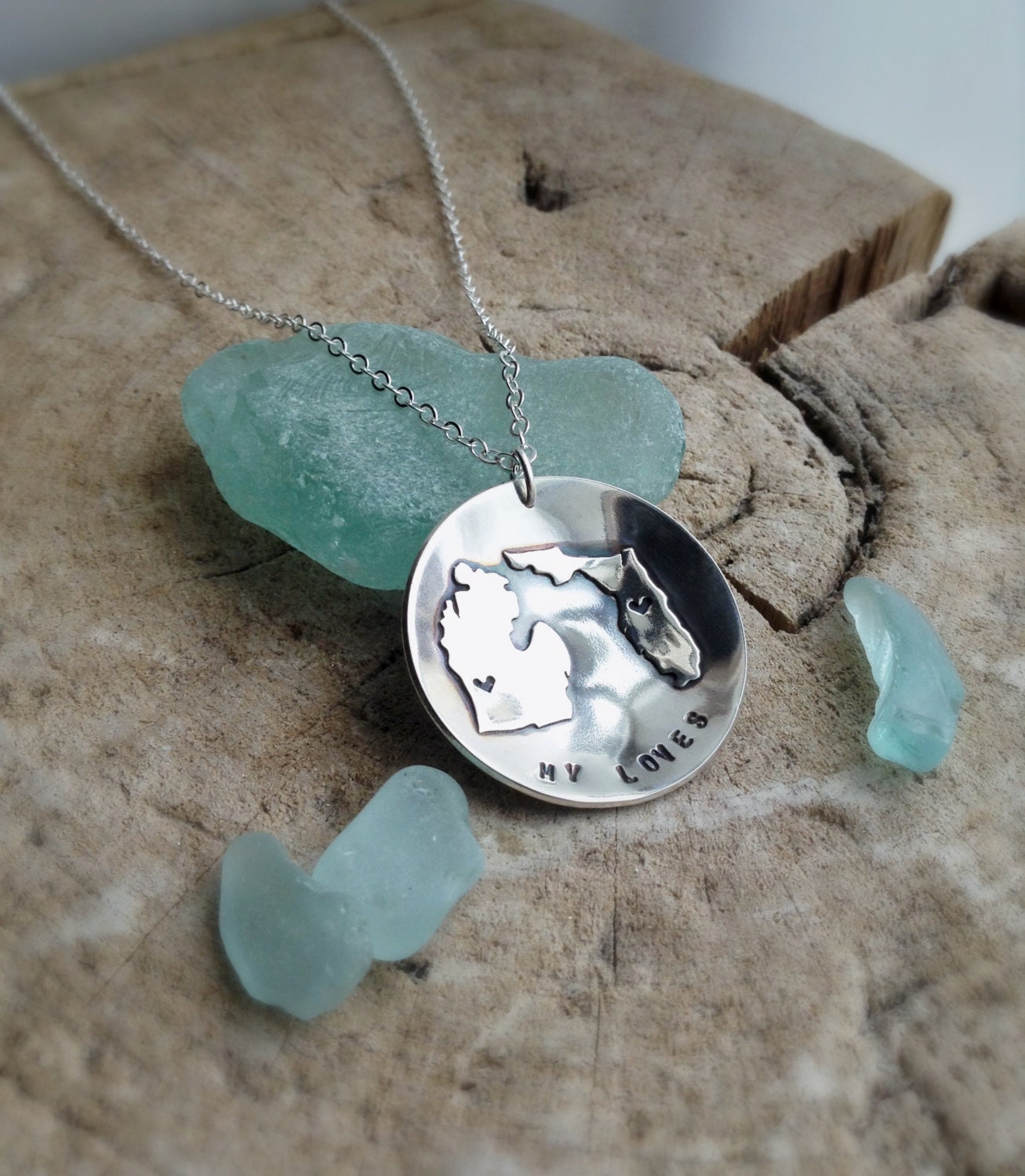 Two State or Countries on One Disc Pendant in Copper or - Etsy