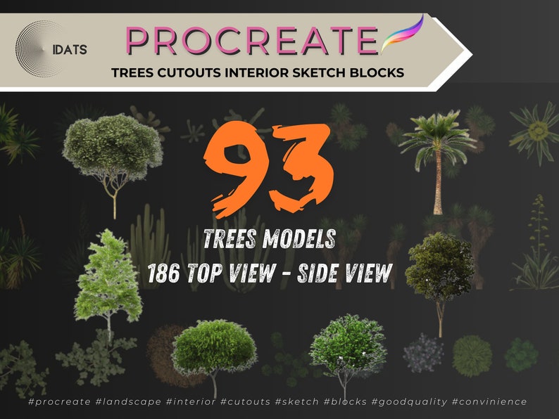 Trees Cutouts Interior Sketch Blocks Top View and Side View - Etsy