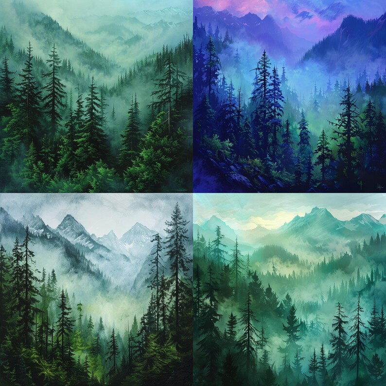 24 Stunning Mountain Forest Scene Clipart, Nature Landscape Clip Art ...