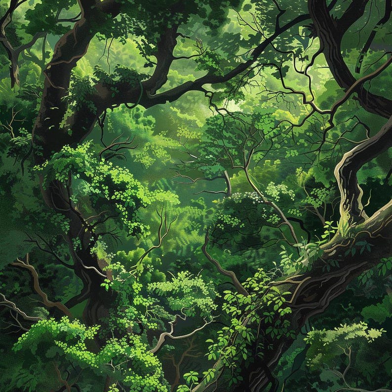 24 Lush Green Forest Clipart, Enchanted Forest Clipart, Digital ...