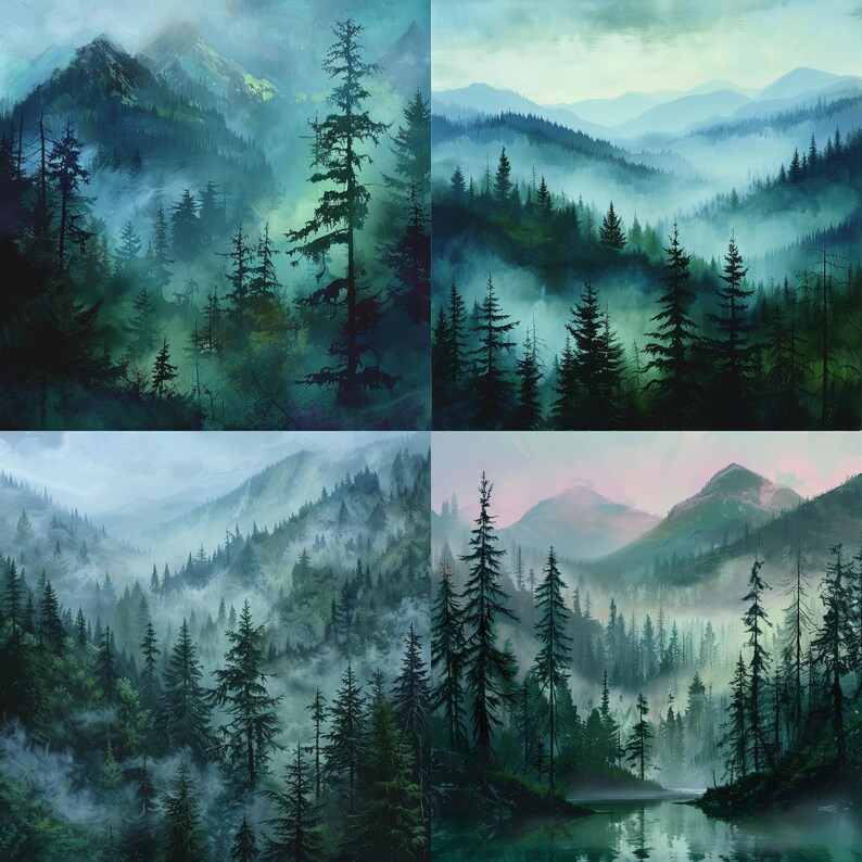 24 Stunning Mountain Forest Scene Clipart, Nature Landscape Clip Art ...