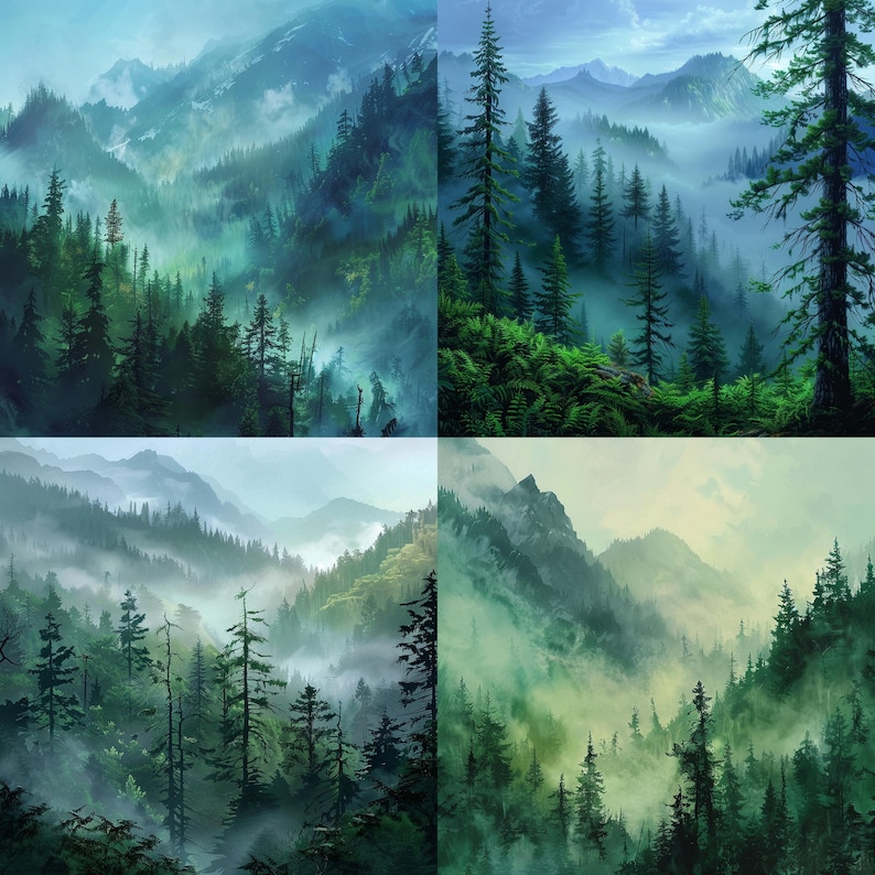 24 Stunning Mountain Forest Scene Clipart, Nature Landscape Clip Art ...