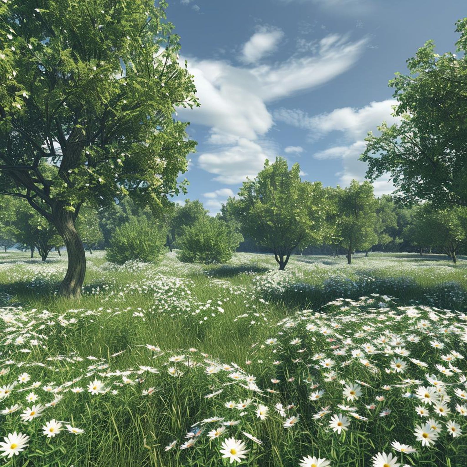 24 Spring Meadow Clipart, Pastoral Scene Clipart, Nature Digital Art ...