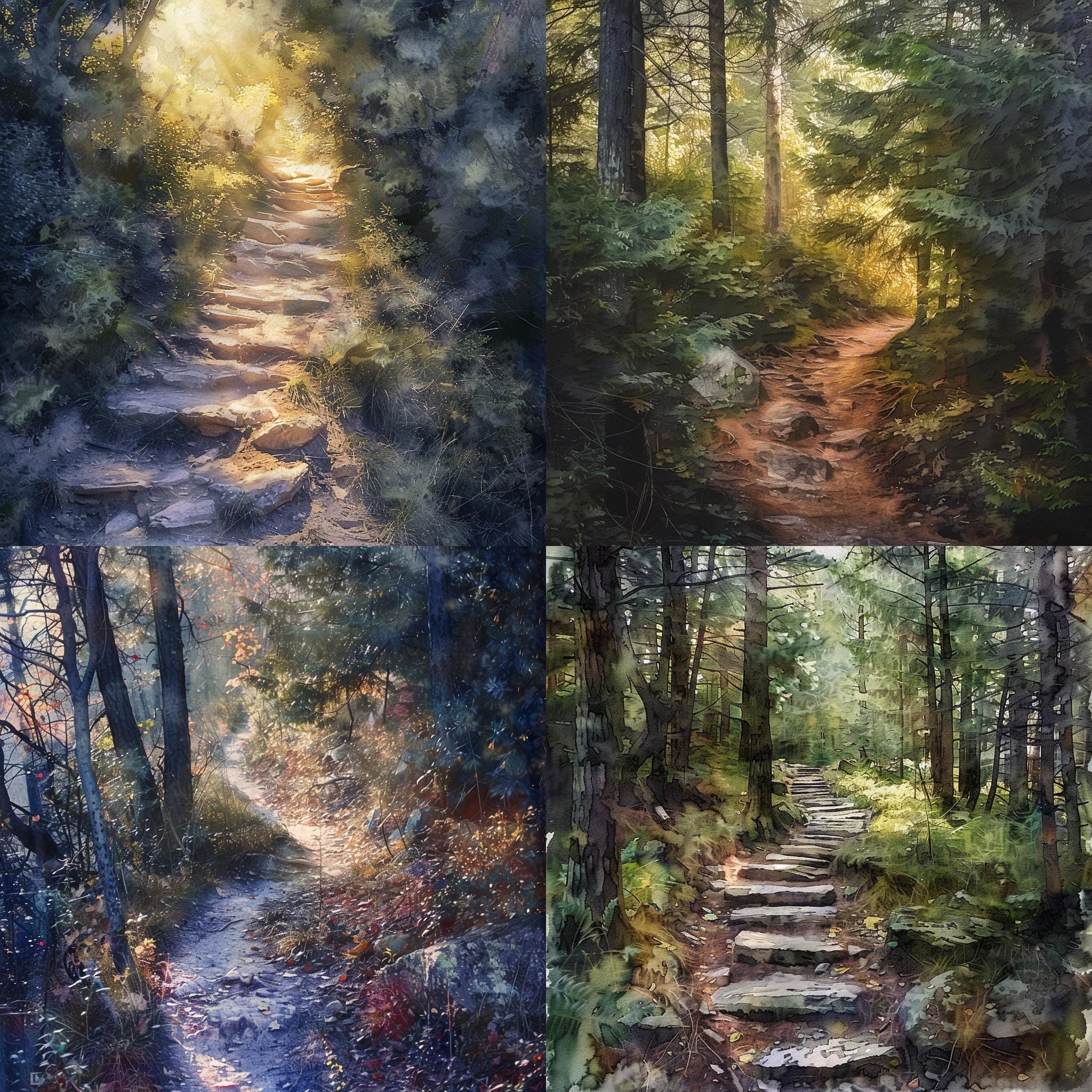 24 Forest Trail Watercolor Clipart, Nature Hiking Trail Digital Art ...