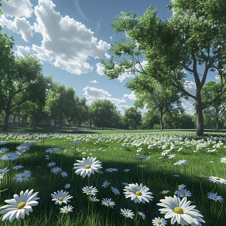 24 Spring Meadow Clipart, Pastoral Scene Clipart, Nature Digital Art ...
