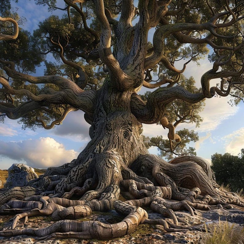 24 Ancient Tree Clipart, Majestic Tree Digital Clipart Giant Old Tree ...