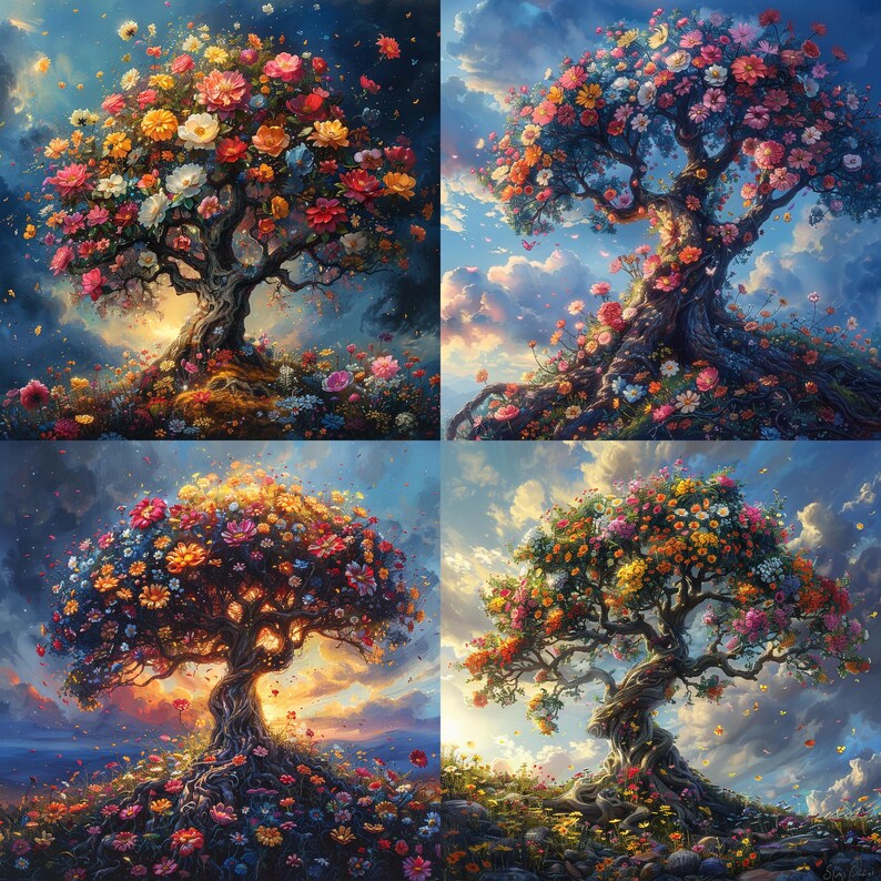 24 Enchanting Tree Clipart, Vibrant Blossoms Art, Whimsical Nature ...