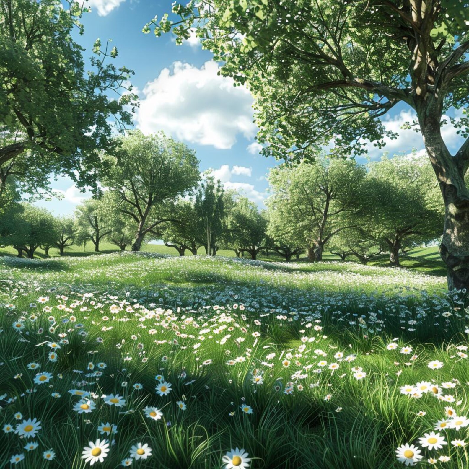 24 Spring Meadow Clipart, Pastoral Scene Clipart, Nature Digital Art ...